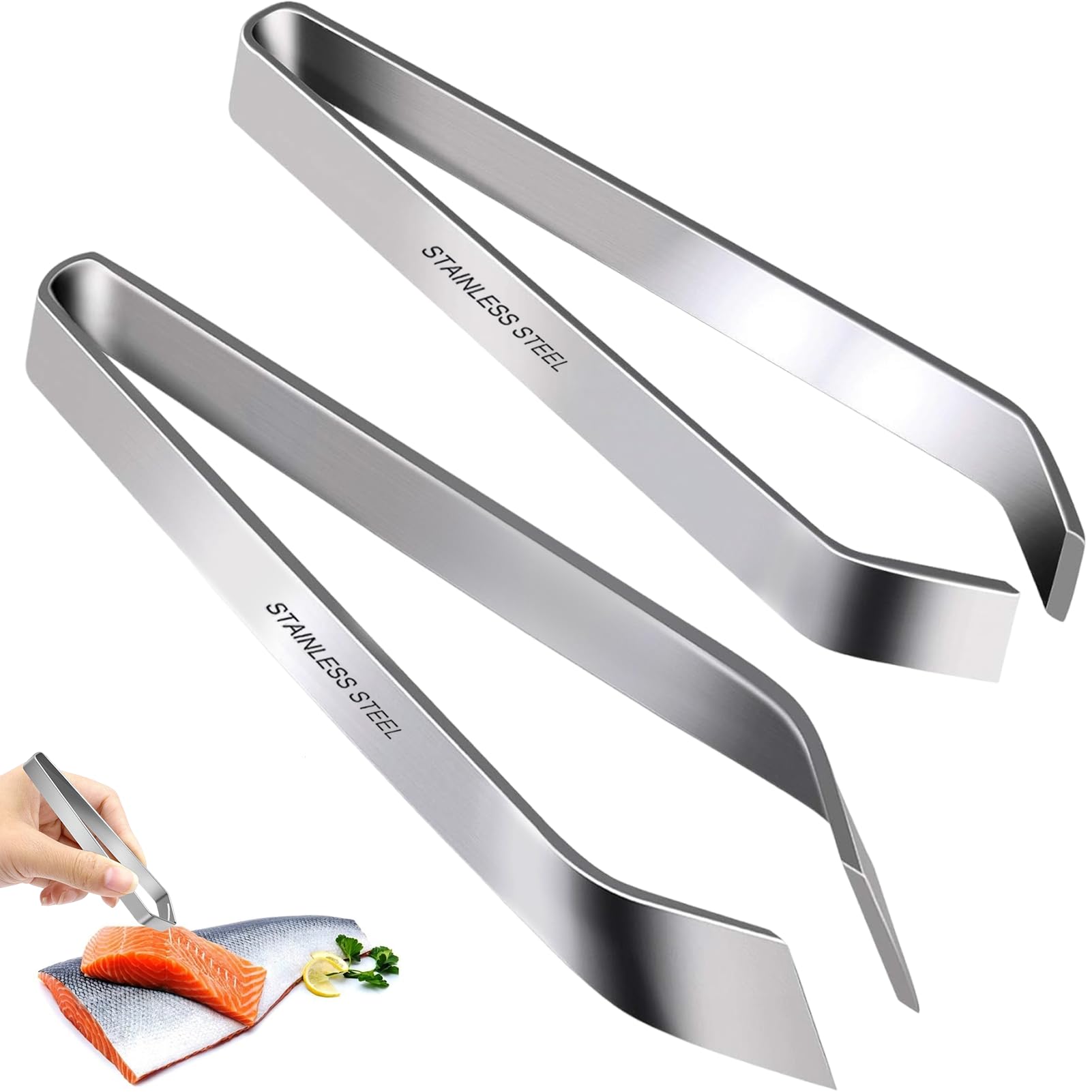 Fish Bone Tweezers,2 PCS Professional Stainless Steel Fish Tweezers and ...