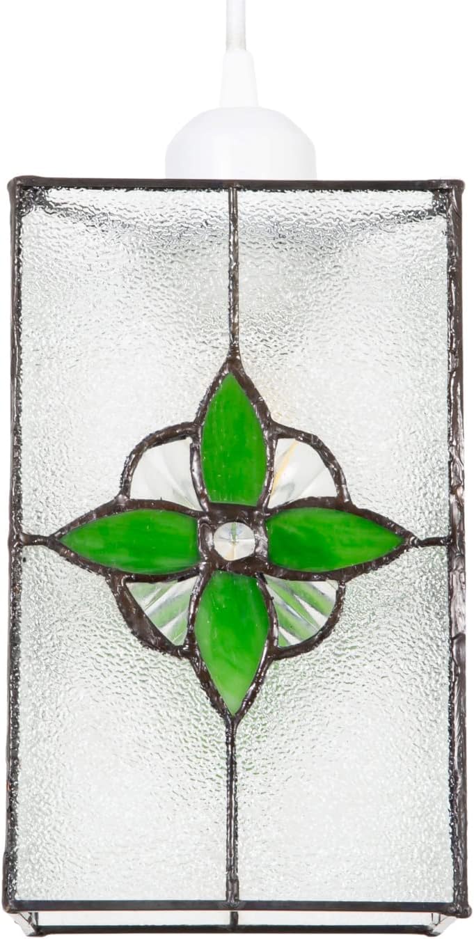 Traditional Clear Glass Tiffany Style Rectangular Pendant Light Shade ...