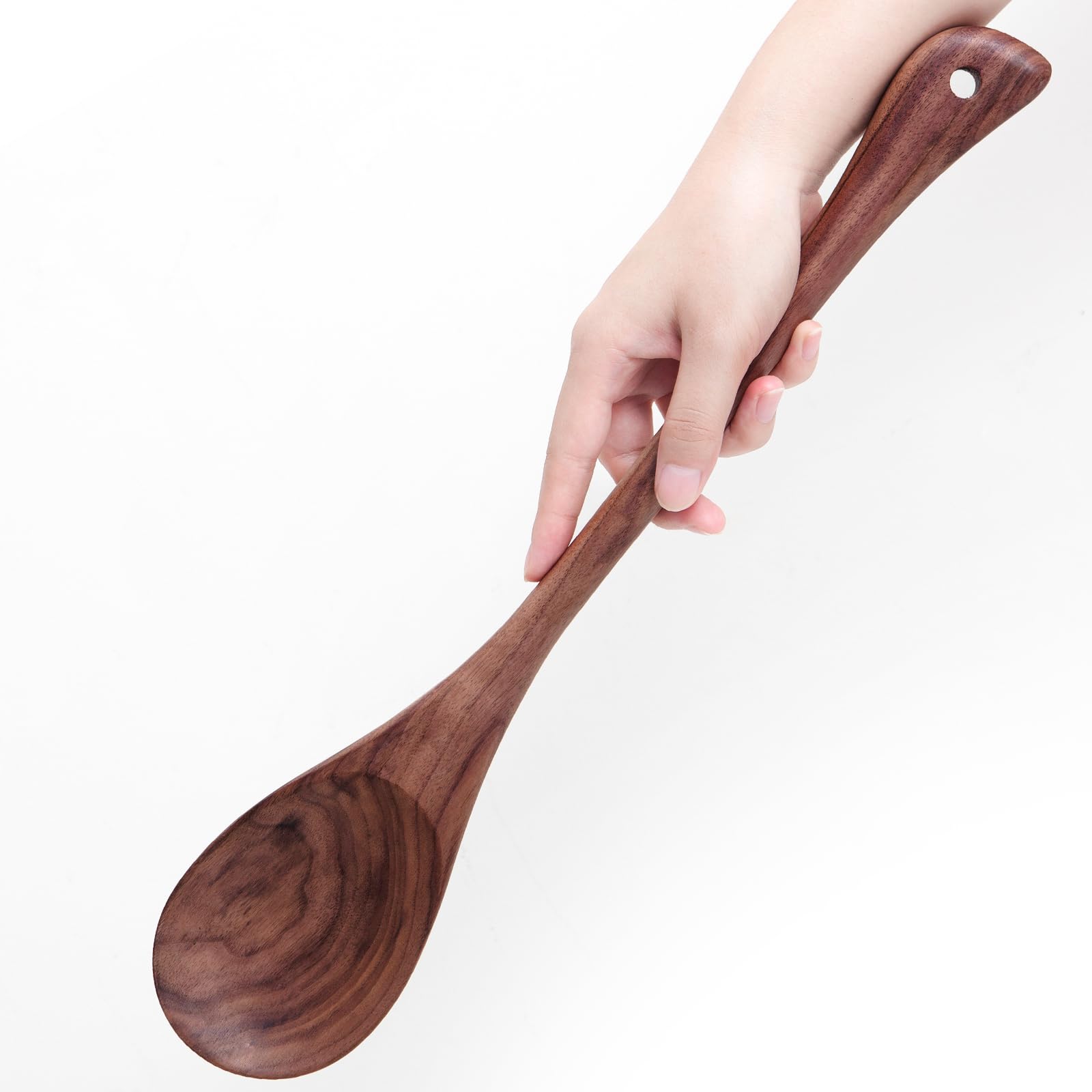 Buy Black Walnut Wooden Cooking Spoons, 1pc Long Kitchen Utensil for ...
