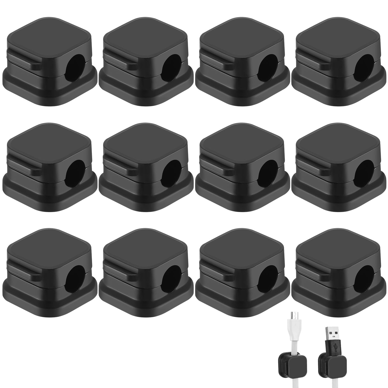 Guiqulai Cable Clips, 12 Pack of Adhesive Cord Holder Wire Organizer ...