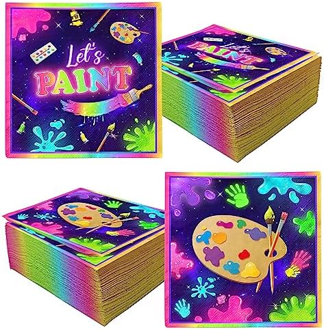 Amazon.com: Art Painting Party Napkins,40pcs Paint Splatter Napkins ...