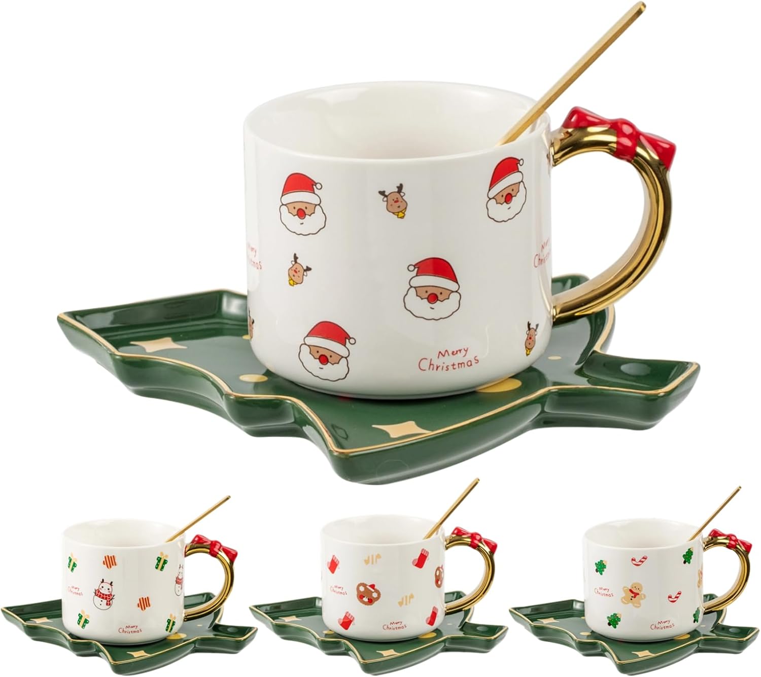 Amazon.com: FUHUURI Christmas Tree Ceramic Coffee Cup with Spoon and ...