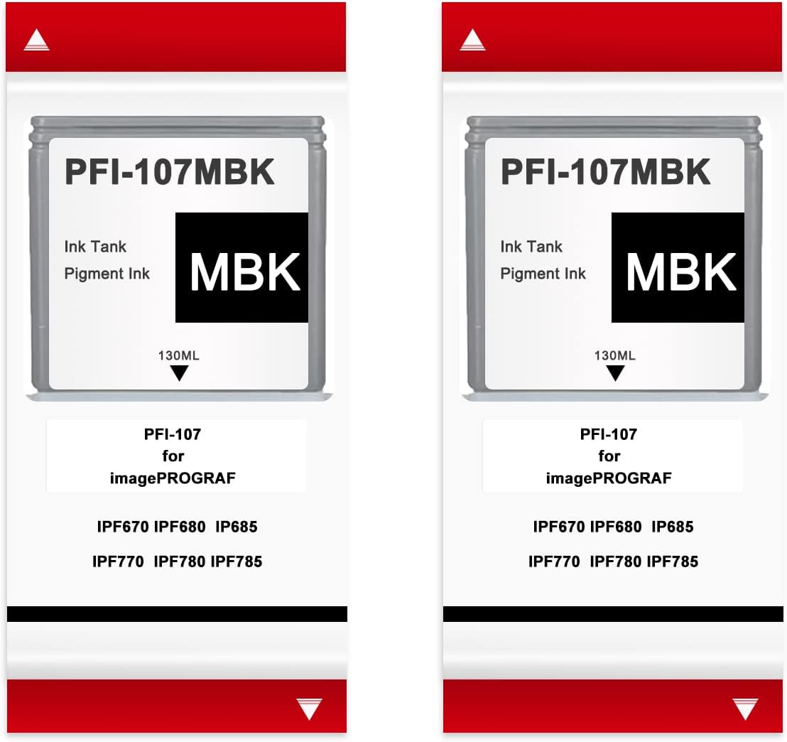 Amazon.com: PFI-107 2 Pack 130ml Matte Black Ink Cartridges Compatible ...