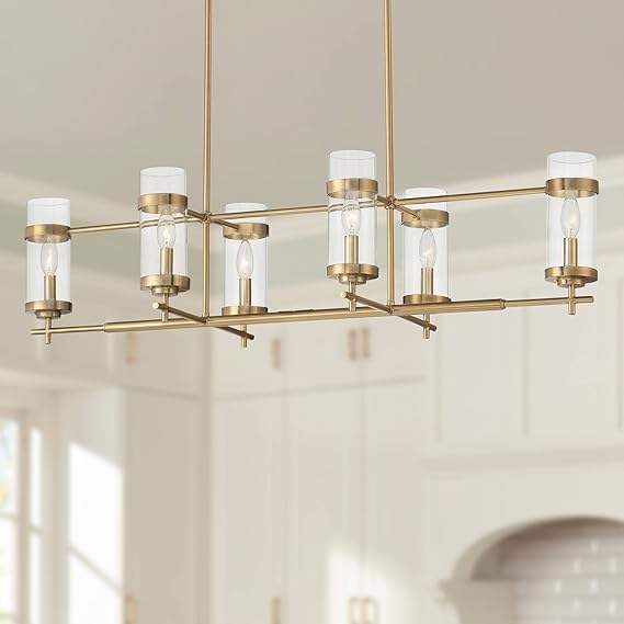 Possini Euro Design Mikel Soft Gold Linear Island Pendant Chandelier ...