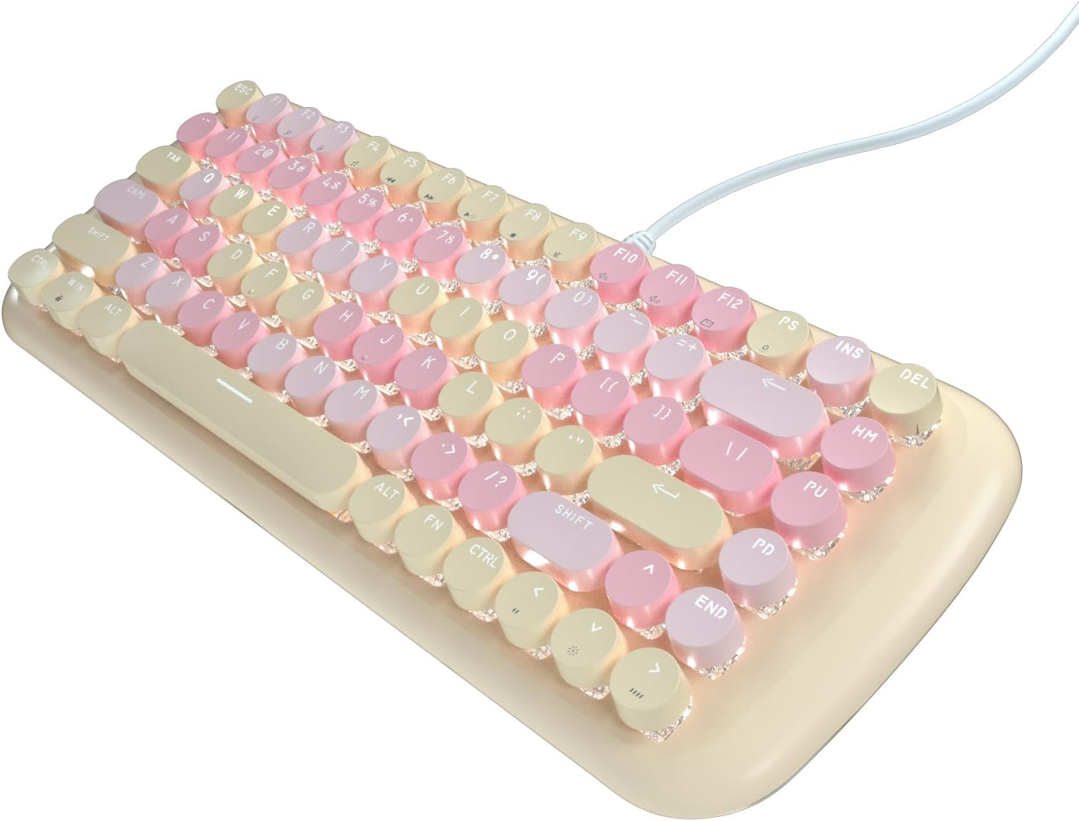 Cute Colorful Wired Mechanical Keyboard for Girls and Kids, Round ...