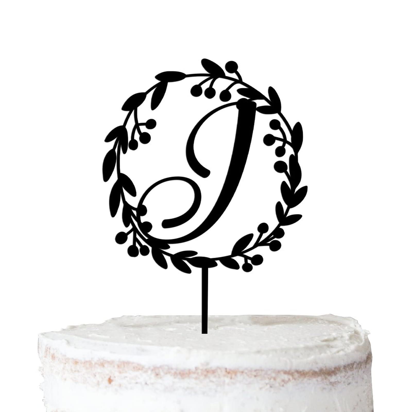 Black Monogram Wedding Cake Toppers Custom Engraved Wedding Cake
