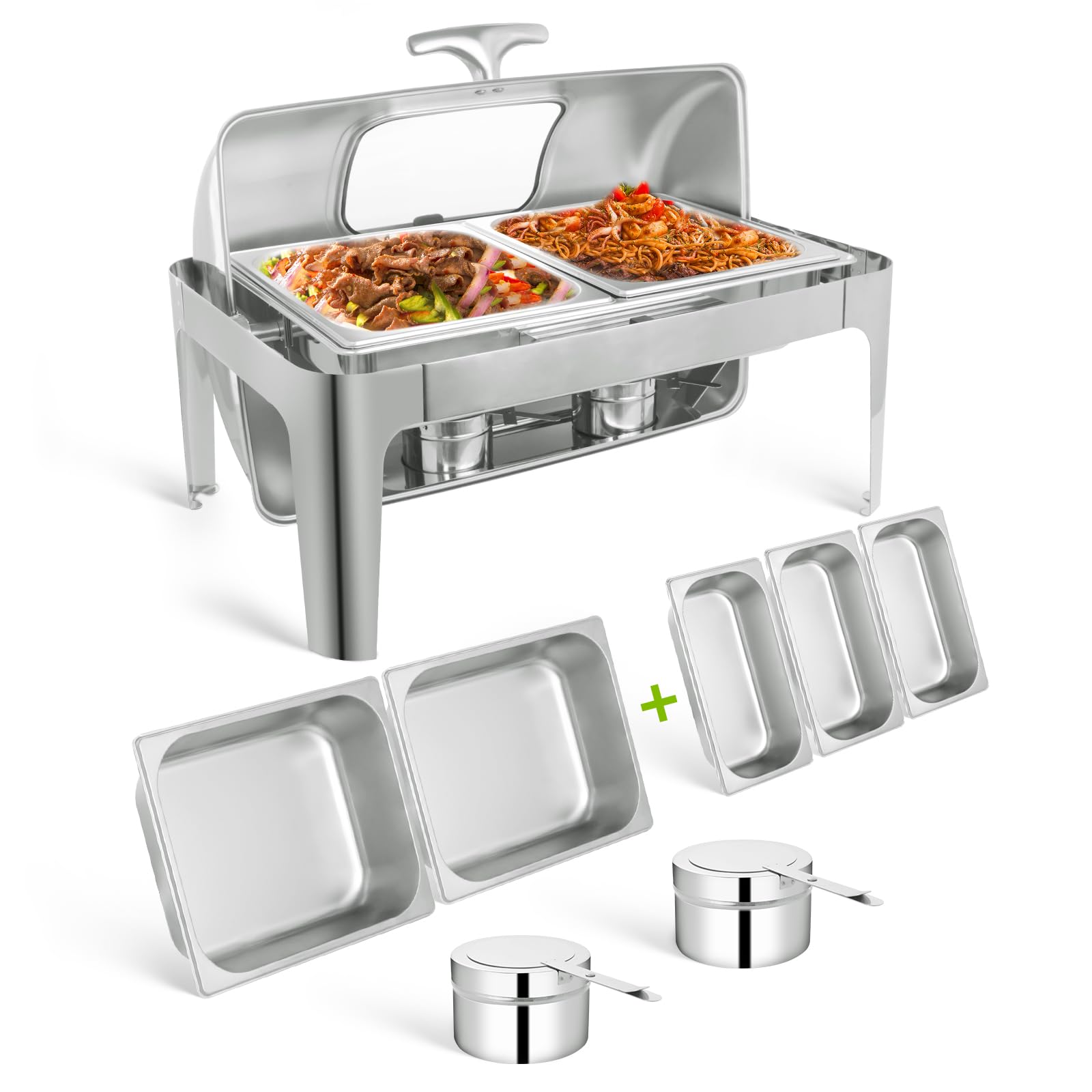 Vudex Rectangular Roll Top Chafing Dish Buffet Set, Catering Food ...