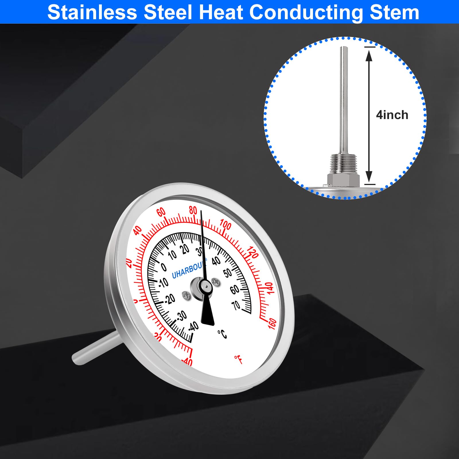 Snapklik.com : UHARBOUR Water Temperature Gauge, 3" Dial Fully ...