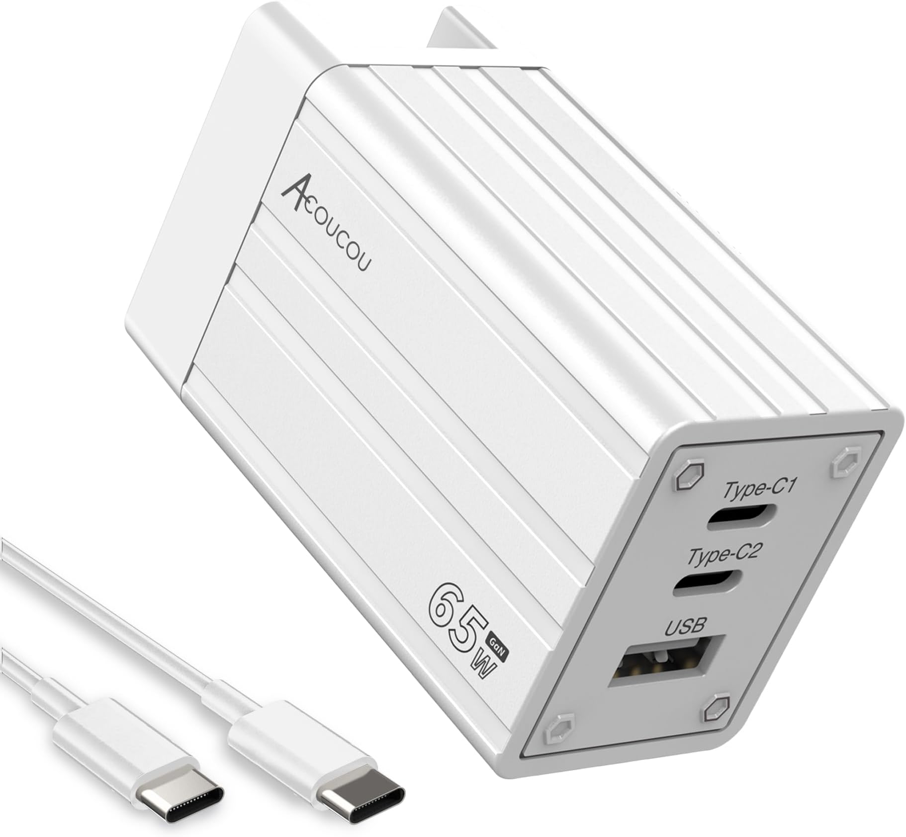 Amazon.com: 65W USB C Charger 3-Port GaN Fast Charger USB-C Block ...