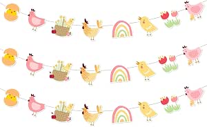 Amazon.com: 3Pcs Chicken Themed Garland, Farm Animals Birthday Banner ...