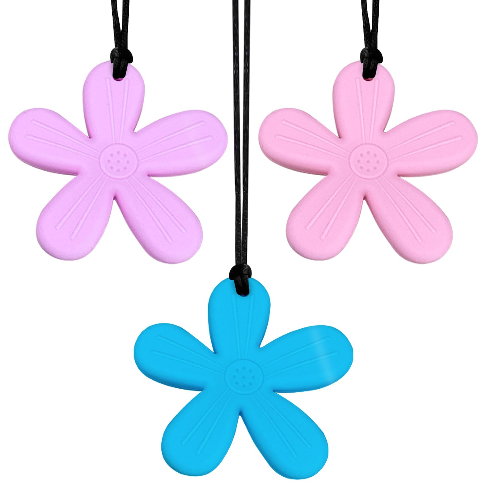 Amazon.com: 3 Pcs Flower Silicone Chewing Necklace Suitable for Sensory ...
