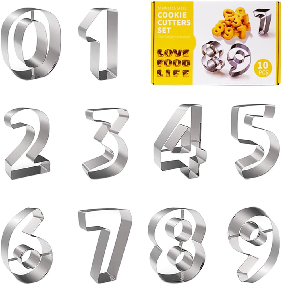 Number cookie cutter, large cookie cutters, numbers 0-9, stainless ...