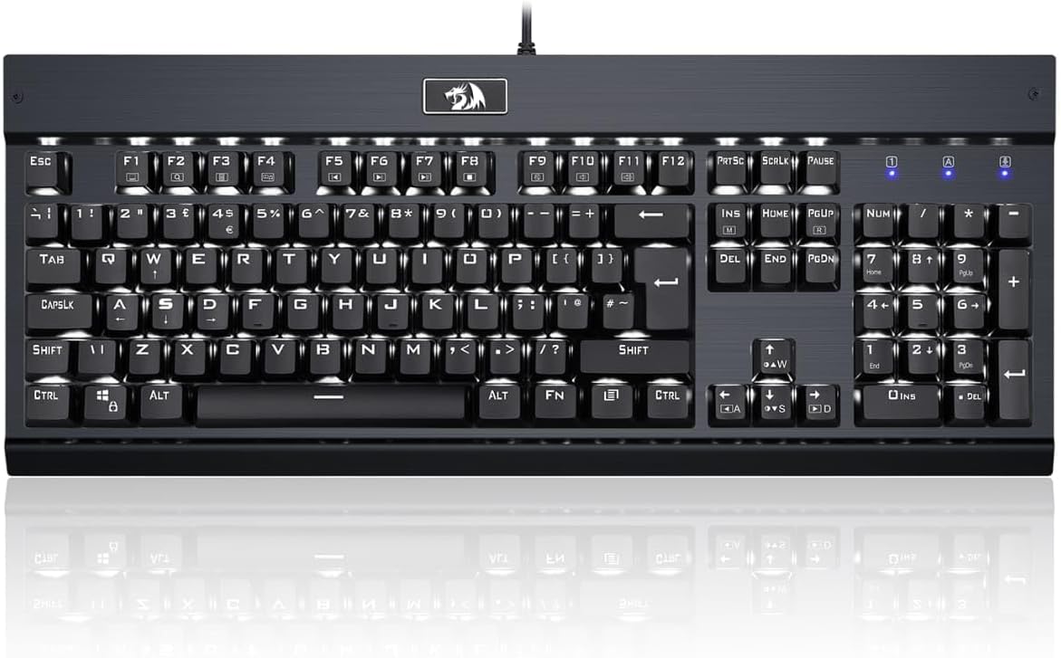 Redragon KG010-KN-UK Wired Mechanical Gaming Keyboard, 100% Anti ...