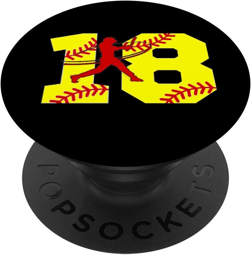 Amazon.com: Softball Popsocket #18 - Girls Softball Jersey Number 18 ...