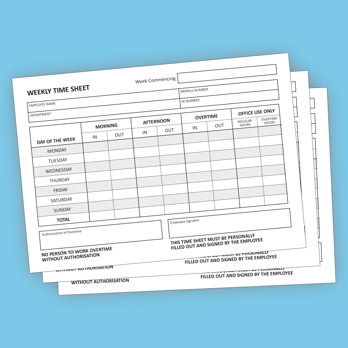 Time Sheet Pad of 50 A5 : Amazon.co.uk: Stationery & Office Supplies