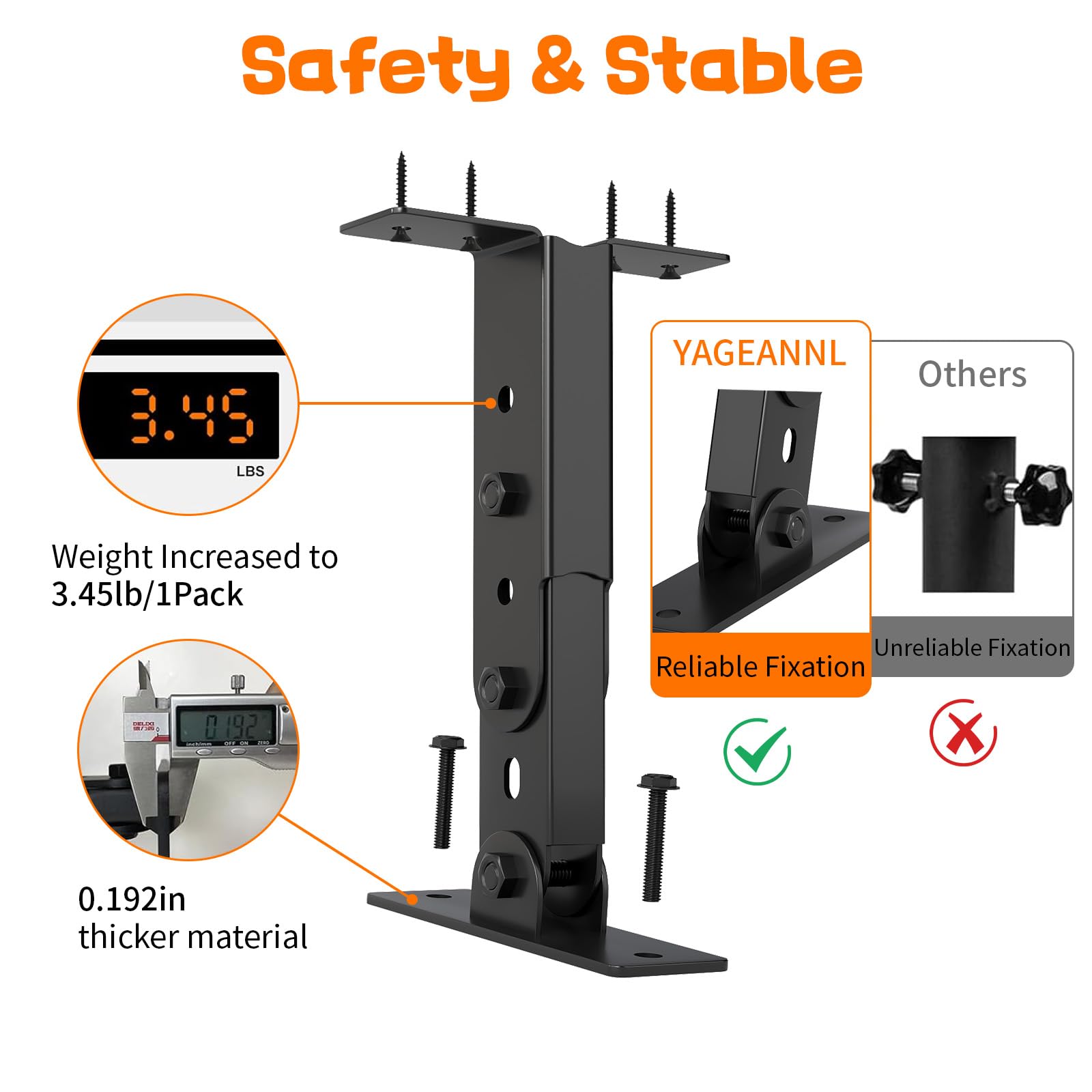 Pergola Cover Heavy Duty Roof Riser Brackets - 3-Pack Adjustable Metal ...
