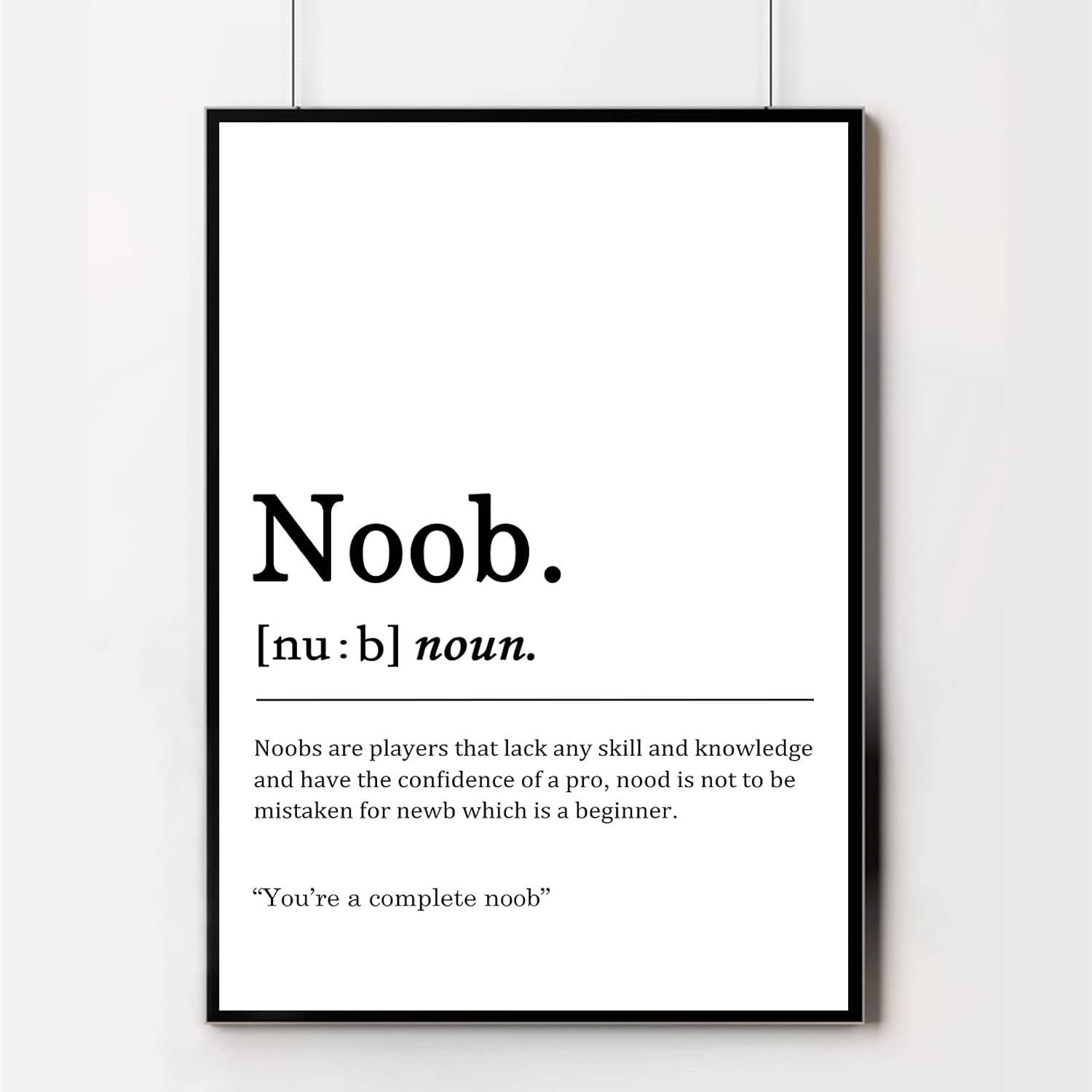 Amazon.com: Noob Definition Wall Art Gamer Definition Canvas Art Funny ...