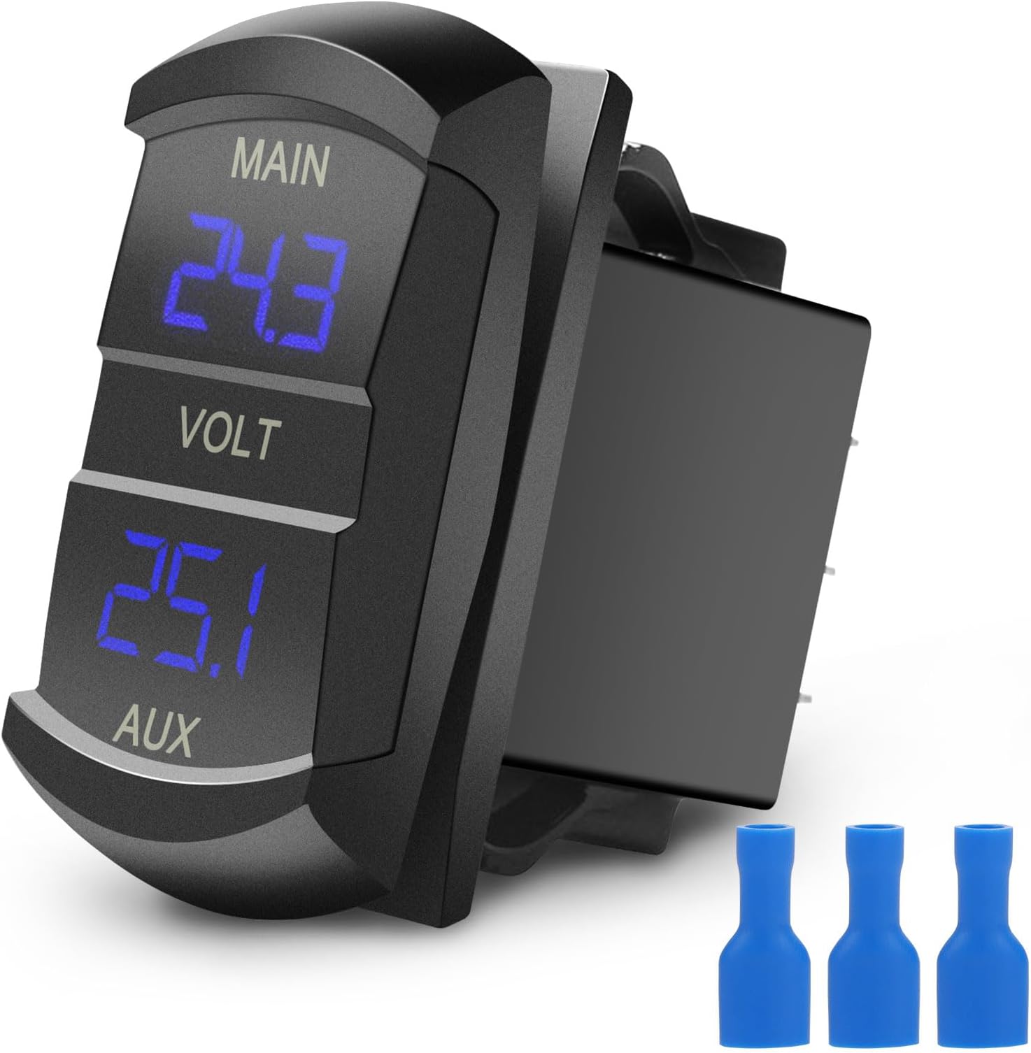 Amazon.com: LED Digital Double Voltmeter, Round Panel Voltage Monitor ...