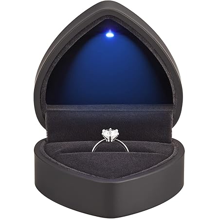 Amazon.com: AVESON Luxury Ring Box, Square Velvet Wedding Ring Case Jewelry Gift Box with LED ...