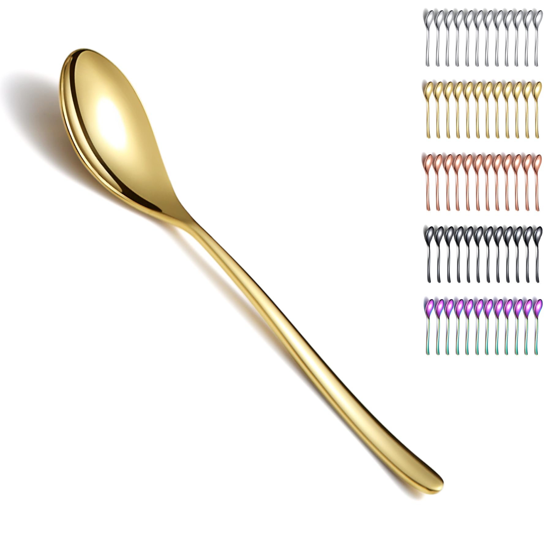 Amazon.com: Kyraton Gold Dinner Spoons Set of 12 Pieces, 8" Titanium ...