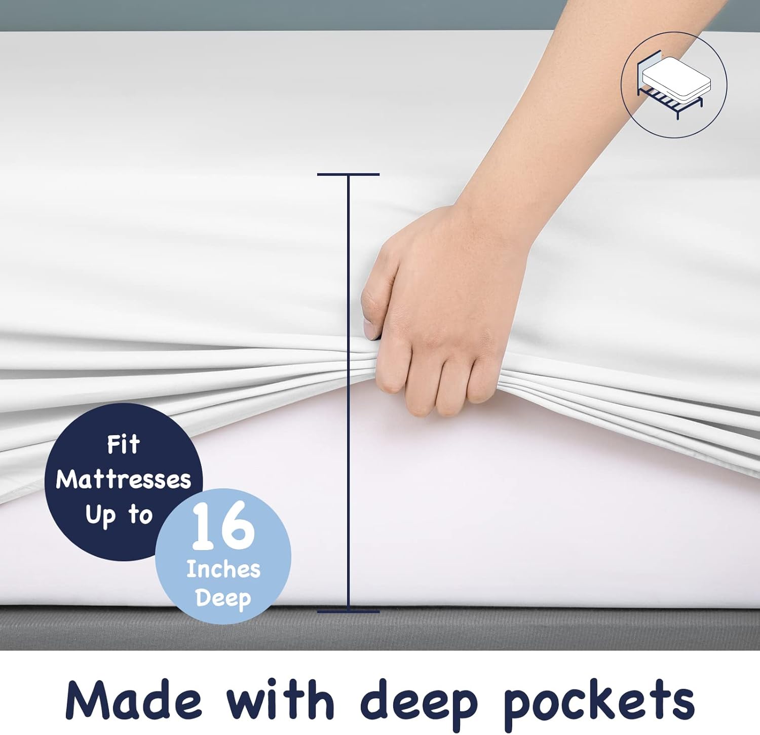LBRO2M 100% Bam-Boo Bed Sheet,Cooling 1800 Thread Count Sheet,16 Inches ...