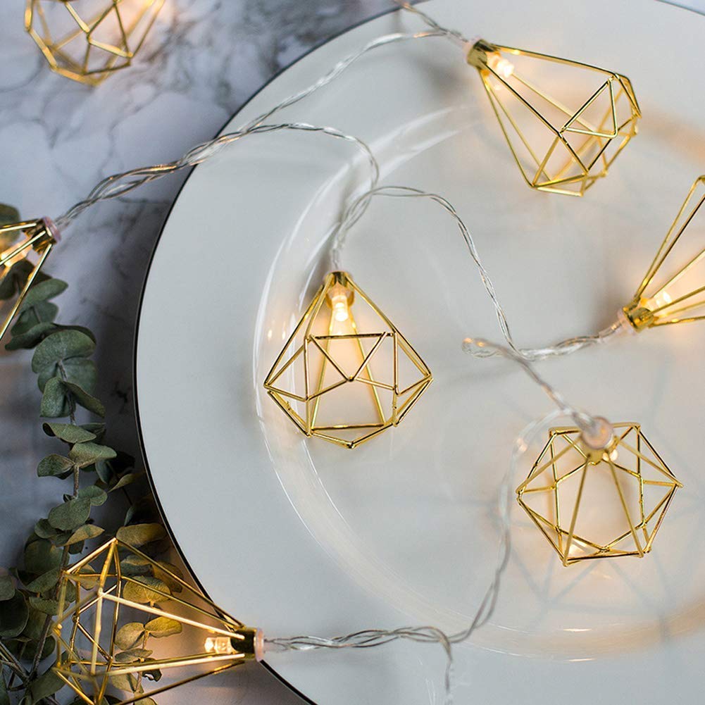 Geometric String Lights, 3M 20 LEDs Diamond Fairy String Lights ...