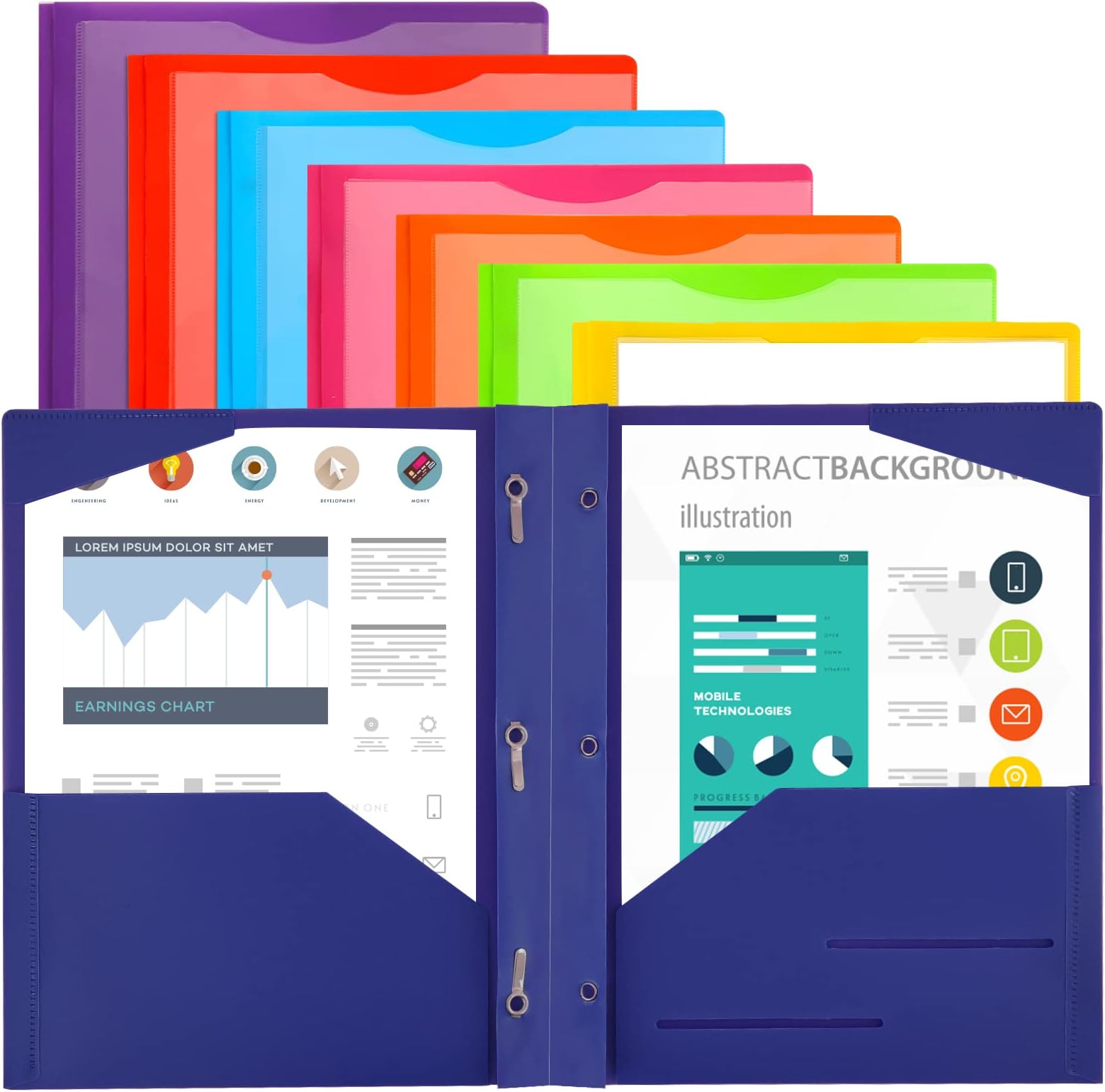 EOOUT Plastic File Folders, 16 Pack, 8 Assorted Colors, Letter Size ...