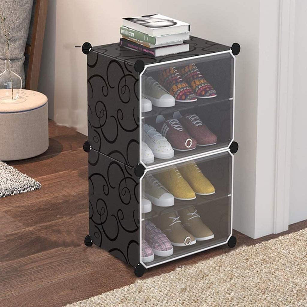 Aysis Portable Shoe Rack Organizer with Door, 8 Pairs Storage Cabinet ...