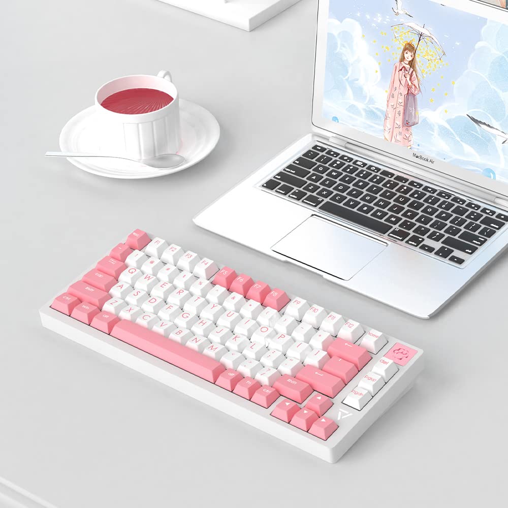 Snapklik.com : NACODEX 129 Keys PBT Keycaps Set, JSA Profile Pink-White ...