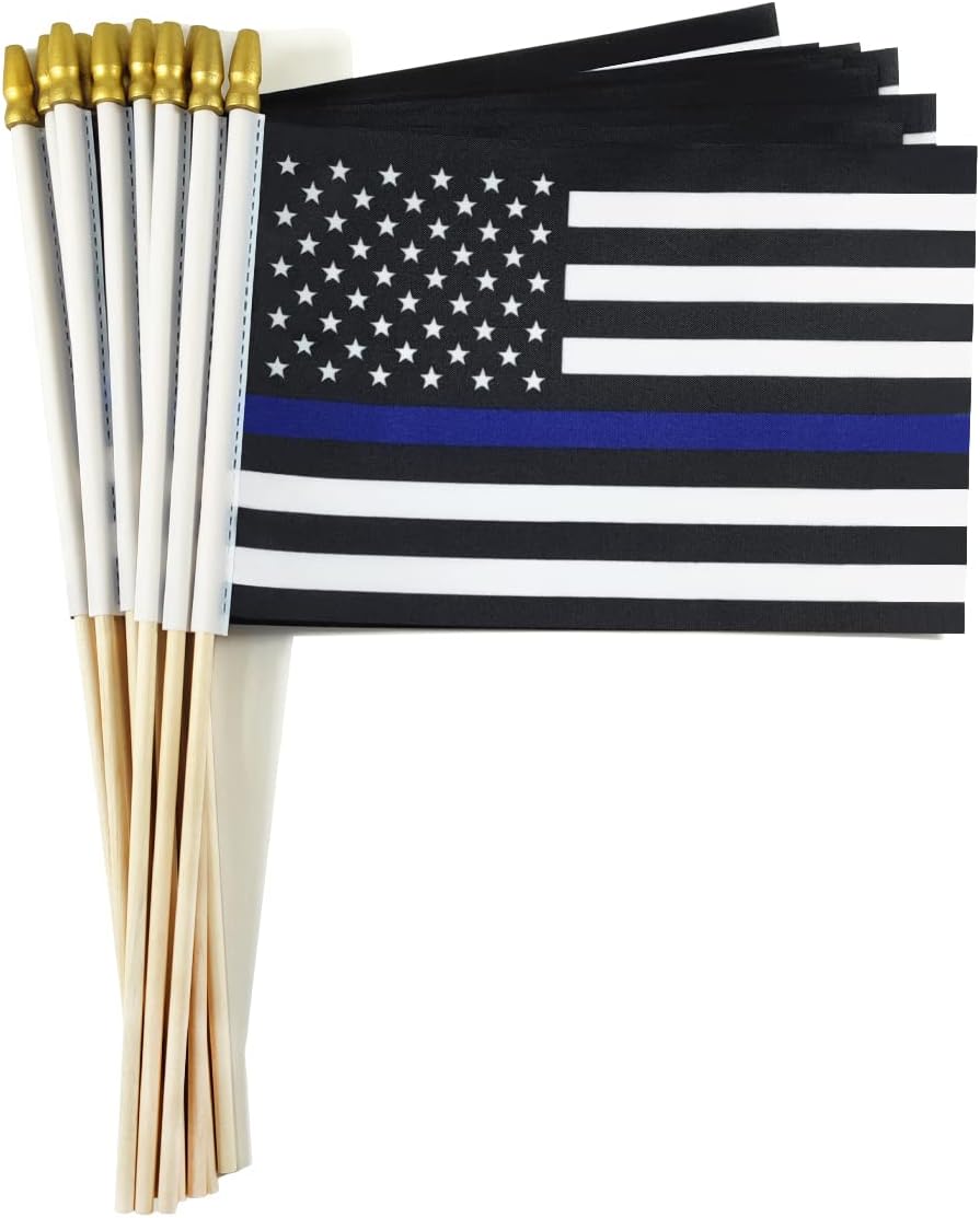 Amazon.com : QQSD Thin Blue Line American Police Small Flag Stick Mini ...