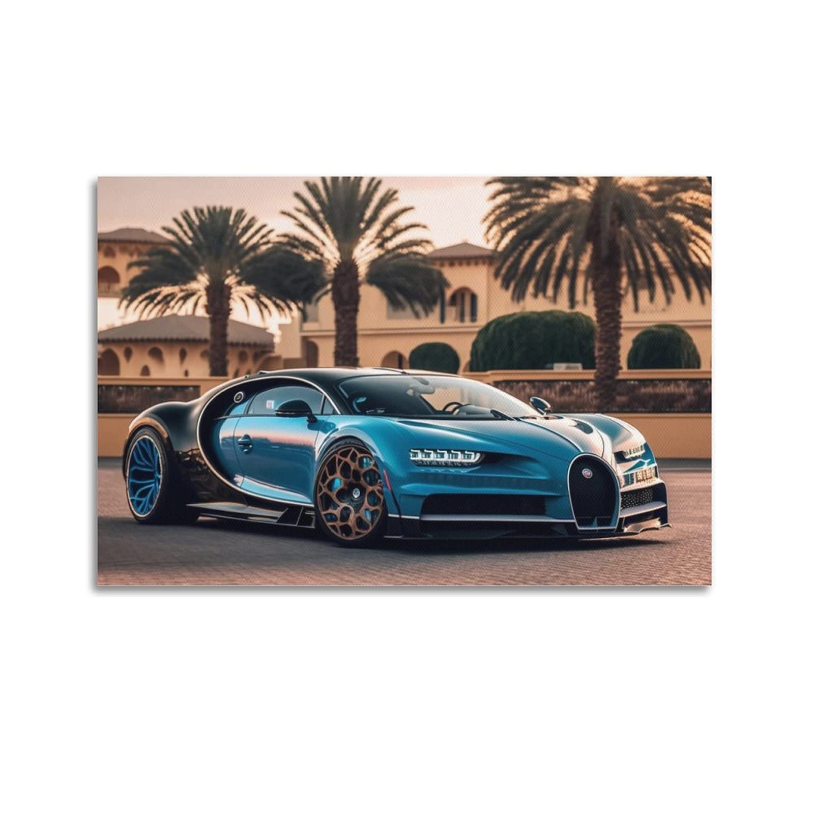 Poster décoratif sur toile représentant une voiture de course Hypercar Bugatti Chiron - Affiches ...