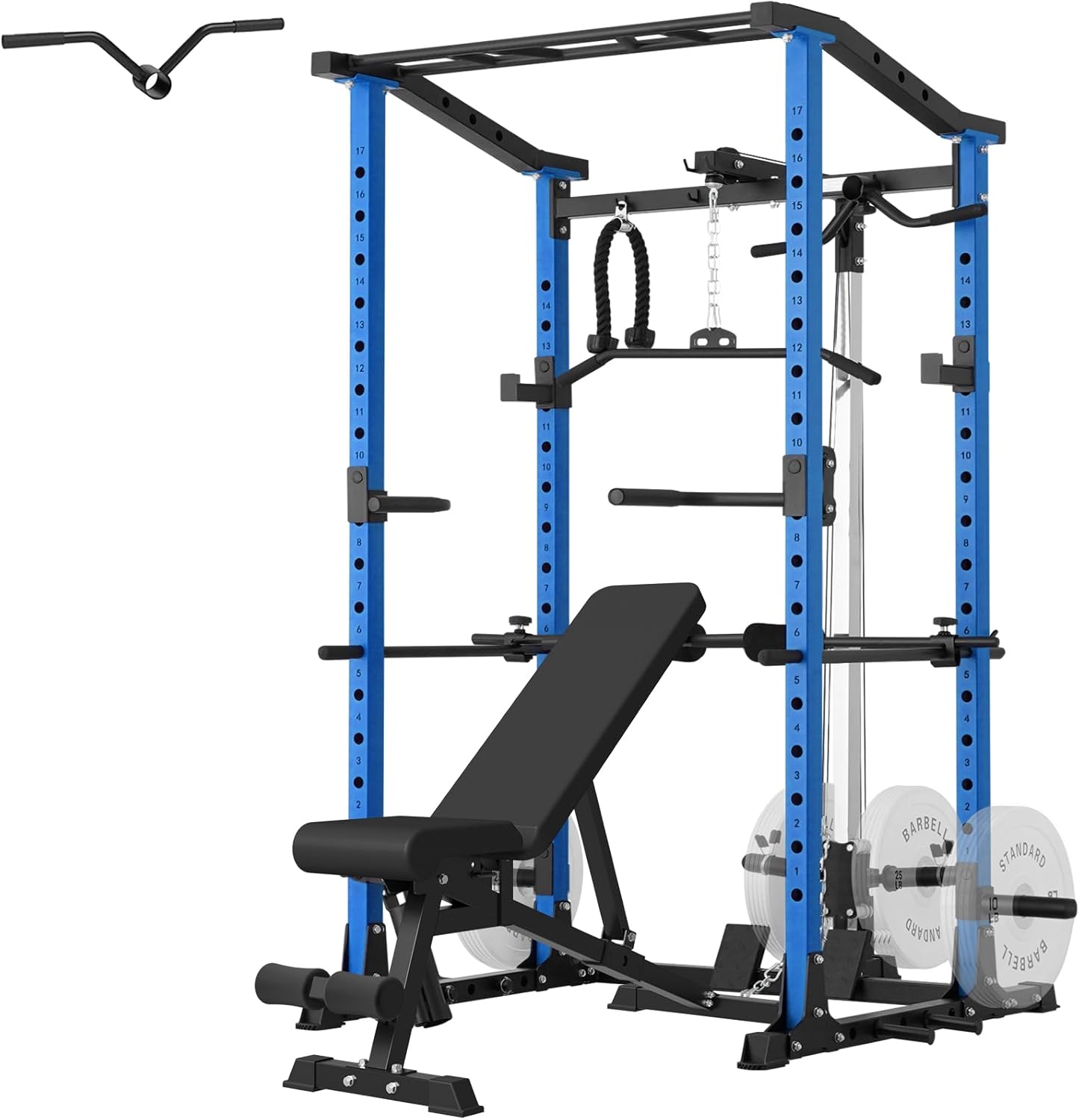 ER KANG Power Cage with LAT Pulldown - Multi-Function Squat Rack for ...