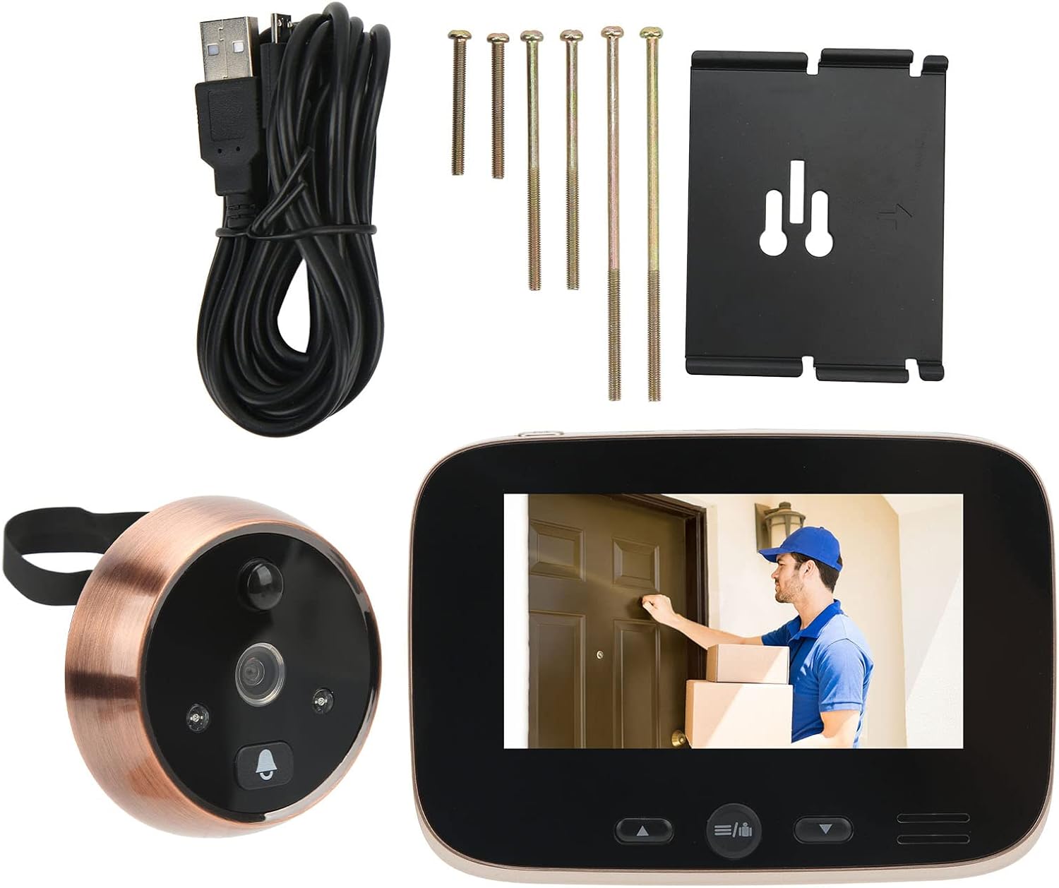 Digital Door Viewer, Peephole Video Doorbell 4.3in Screen 1MP Motion ...