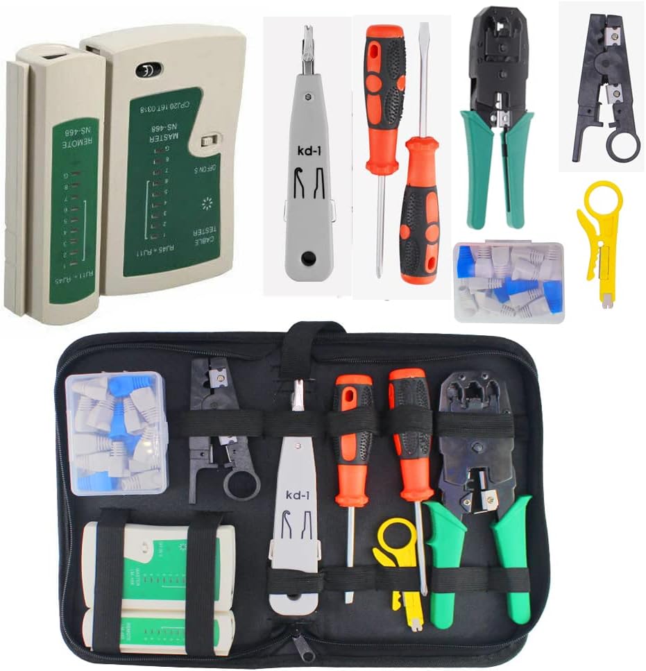 Network Cable Crimping Tool Kit, RJ11 RJ12 RJ45 Crimper Pliers 5in1 ...