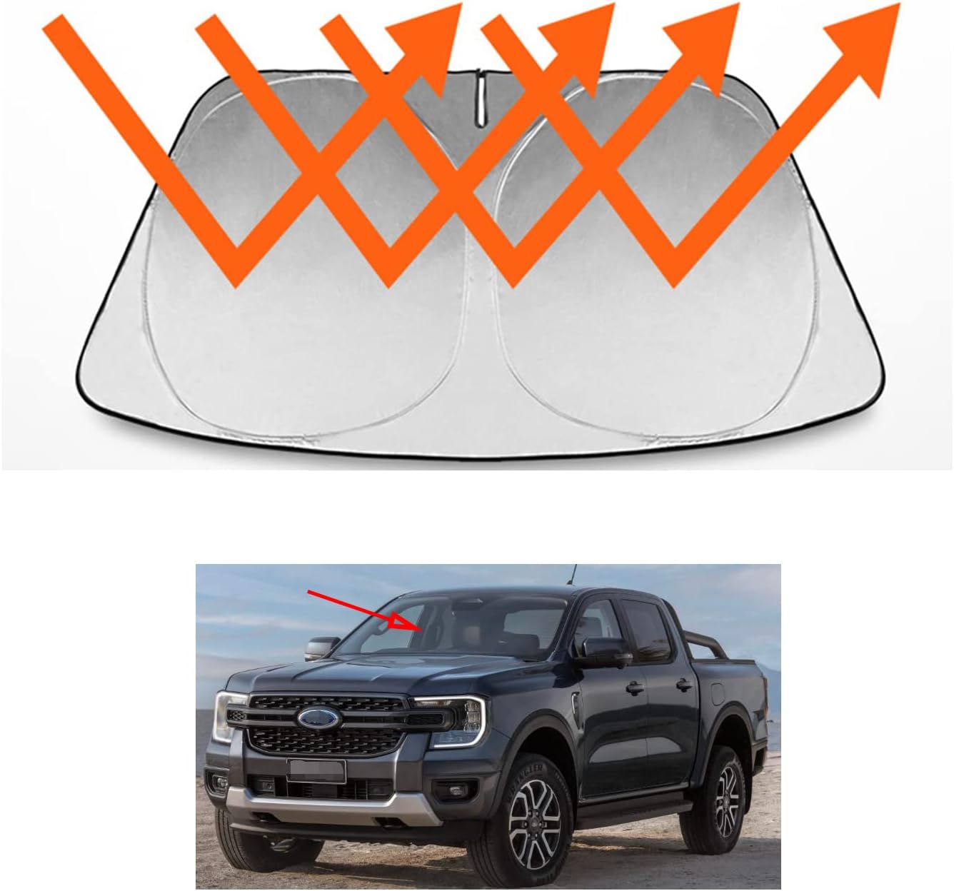 Amazon.com: Windshield Sun Shade Fit Ford Ranger 2019 2020 2021 2022 ...