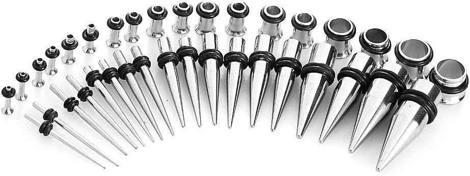Leinggg 36-Piece Stainless Steel Ear Stretching Kit for Ear Stretching ...