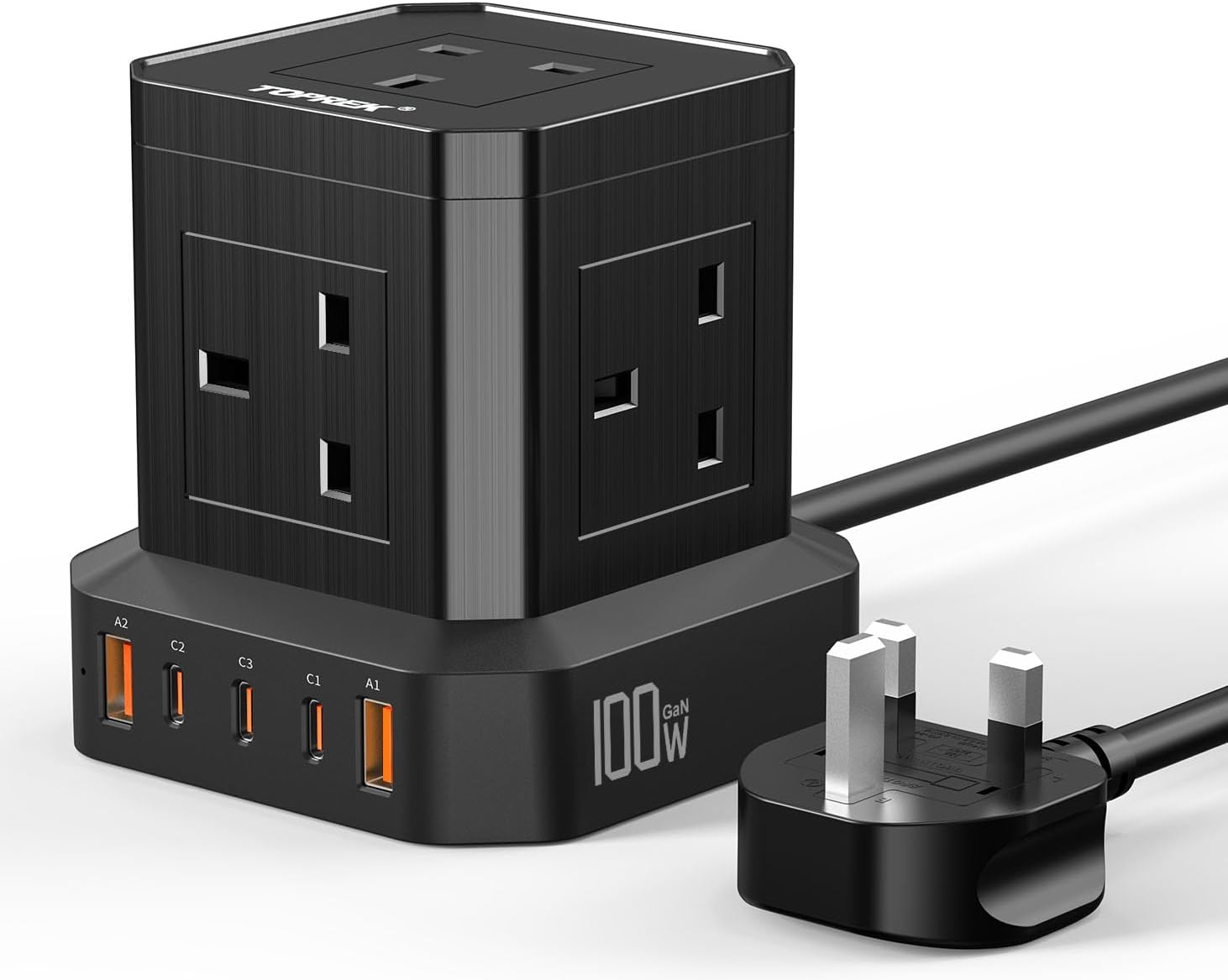 TOPREK 100W PD3.0 Fast Charge Extension Lead with USB Slots ...