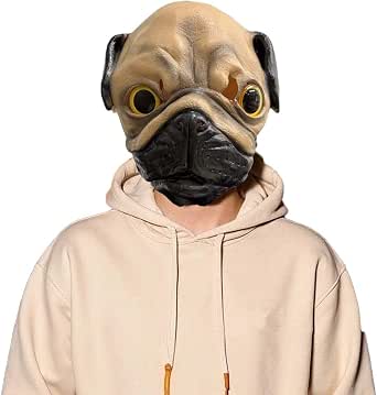 Amazon.com: Spookletronics Funny Wrinkly Pug Dog Mask Ugly Cute ...