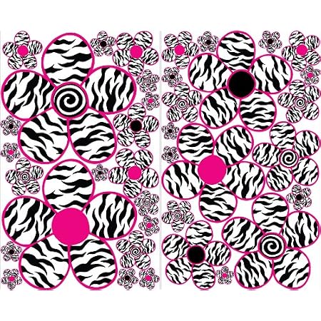 Amazon.com: Zebra Print, Black and Hot Pink Heart Wall Stickers, Decals ...