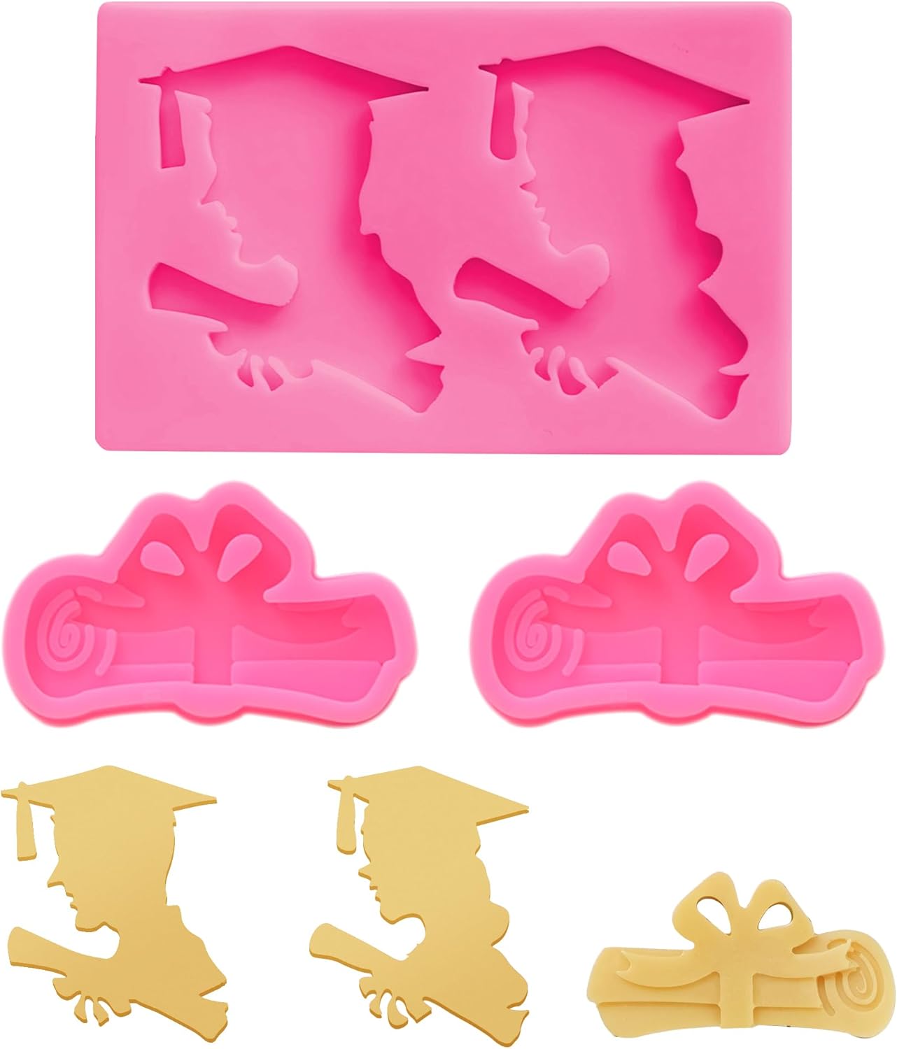 Amazon.com: 3 Pack Graduation Fondant Molds Silicone Doctoral Diploma ...