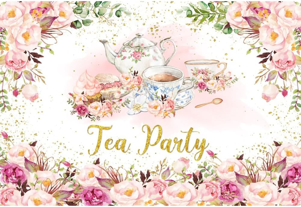 Amazon.com : CRTPOD 9x6ft Tea Party Backdrop for Photography Pink ...