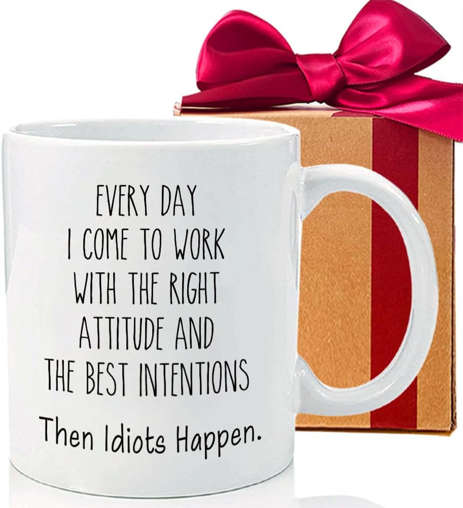 Amazon.com: Ralarama Funny Office Work Mug, Every Day I Come to Work ...