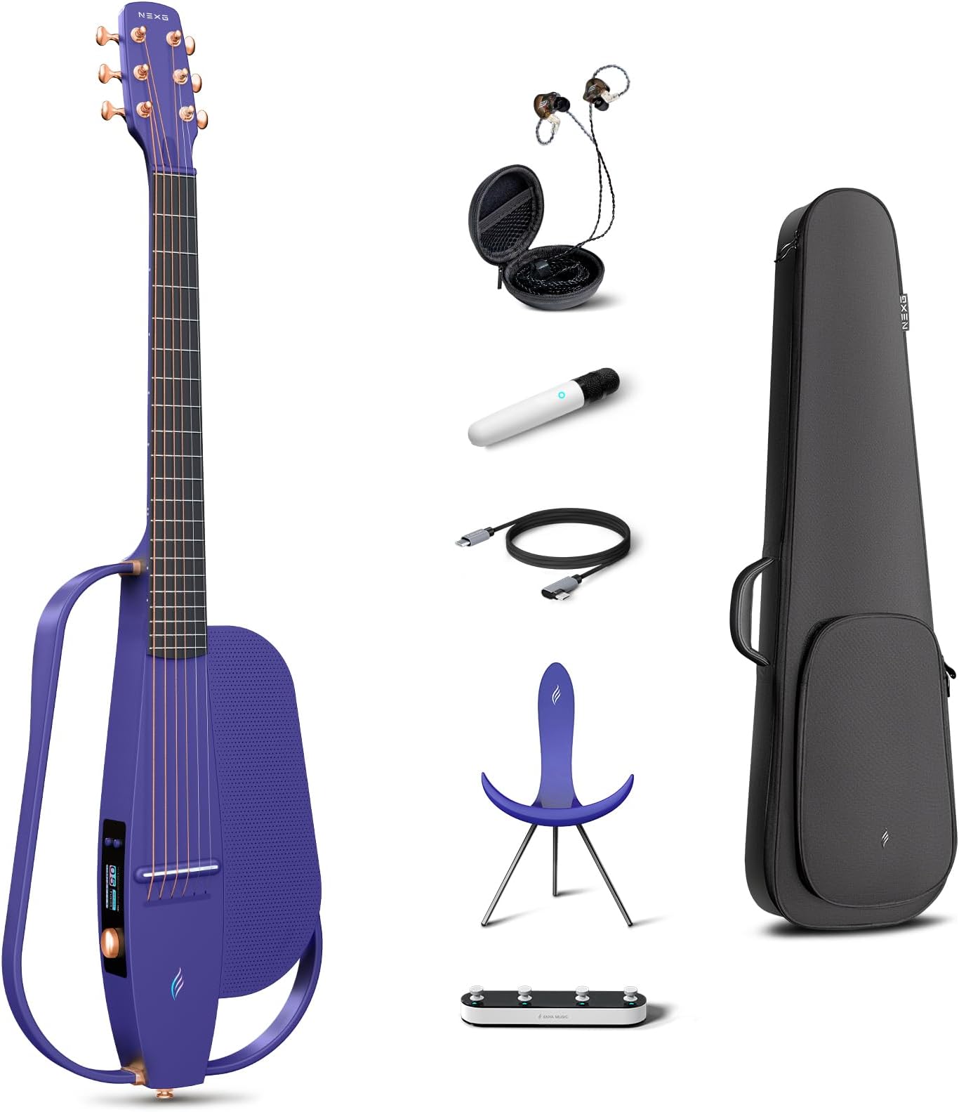 NEXG 2 Electric Guitar Set - 38 Inch Purple Professional Carbon Fiber ...