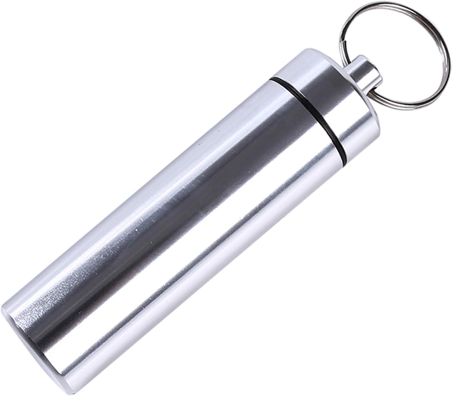 Amazon.com: "Silver Small Portable Pill Box Keychain, Aluminium Alloy ...