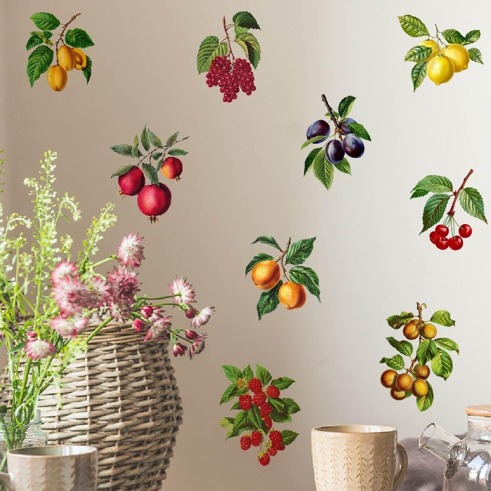 Amazon.com: SUPERDANT Vintage Fruit Wall Stickers 9 Styles Fruits Vinyl ...