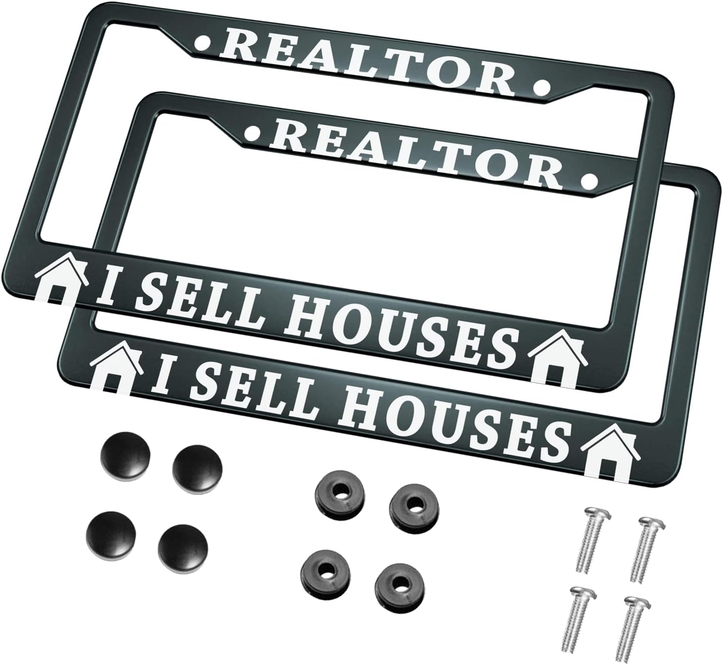 Amazon.com: HOSNYE Realtor I Sell Houses License Plate Frame Metal 2 ...