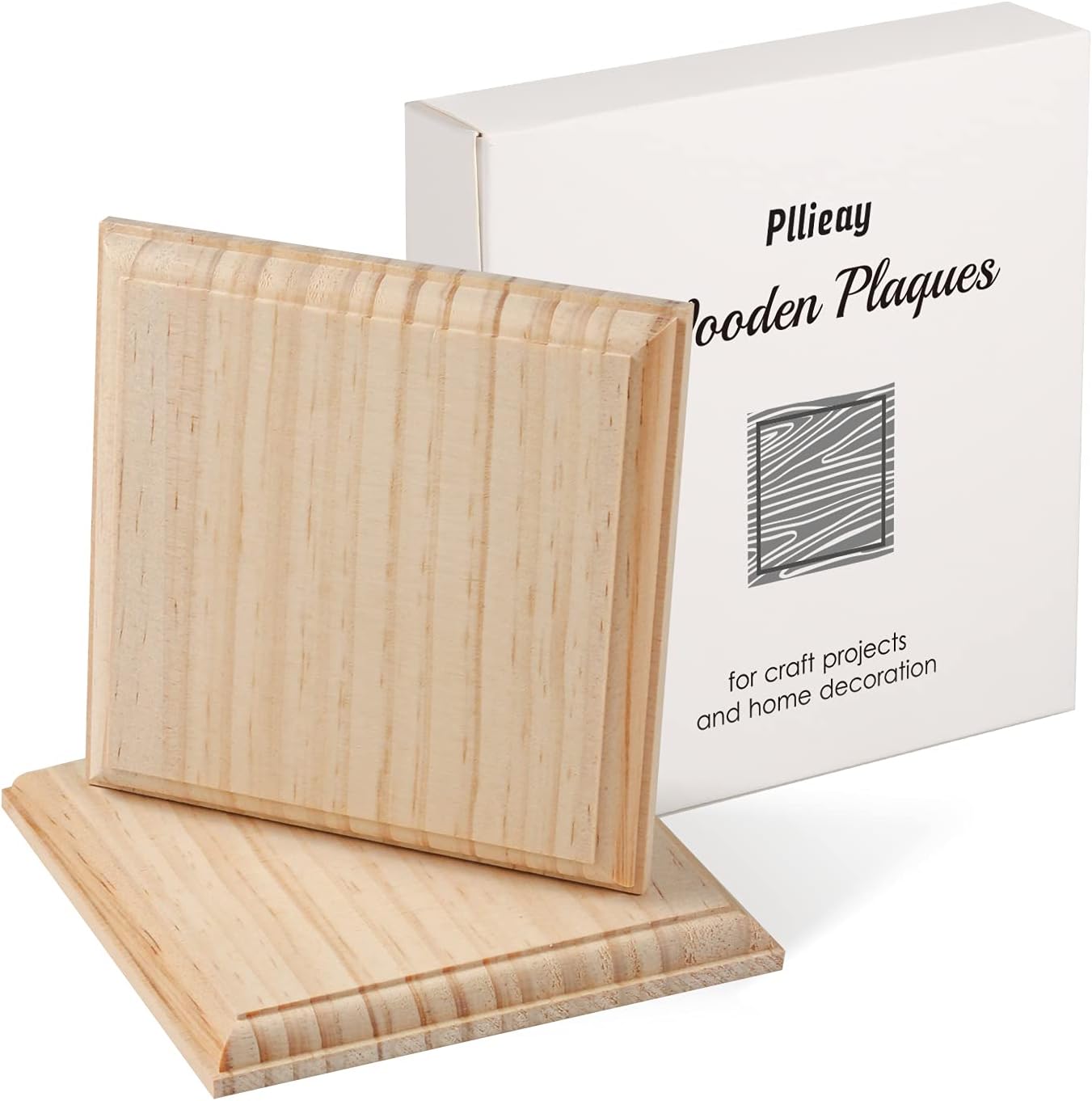 Pllieay 2Pcs 12CM Wooden Square Plaques, Wooden Base, Unfinished ...