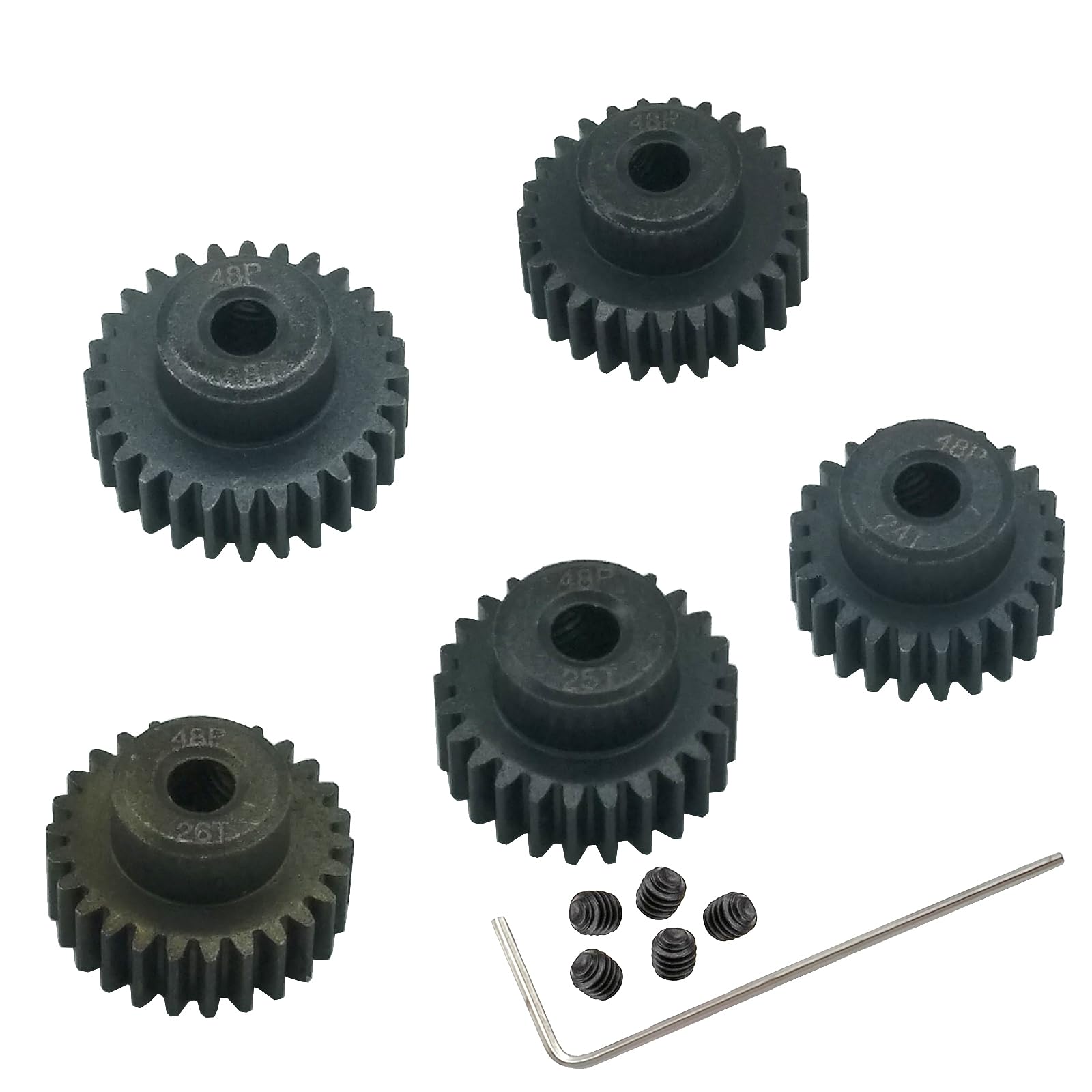 Amazon.com: YijiaLink 5-Pack Steel 48P Pinion Gear Sets 24T 25T 26T 27T ...