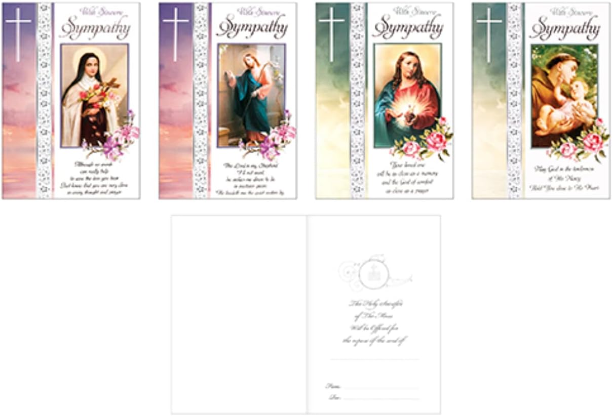 Pack 4 Full Size Catholic Mass Cards With Sympathy Silver Blocked 21931 ...