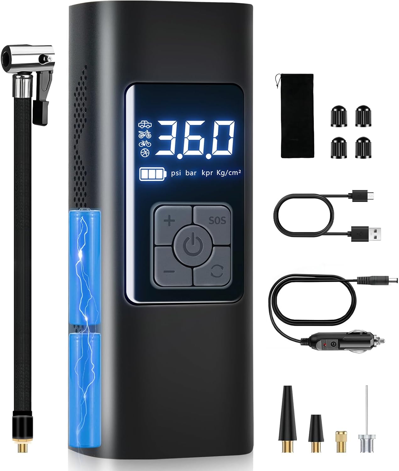 Tire Inflator Portable Air Compressor, 6000mAh & 12v Chile | Ubuy